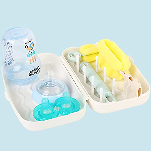 Travel Baby Bottle Drying Rack with Bottle Brushes for Baby Bottles Teats Nipples Cups Pump Parts and Accessories