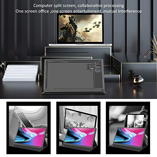 Luqeeg 15.6 Inch Portable Ultra Thin Display, 1920X1080 Resolution IPS Screen Monitor with Bracket Protective Cover, Support for Mobile Phone Extension Display and Display with Same Screen