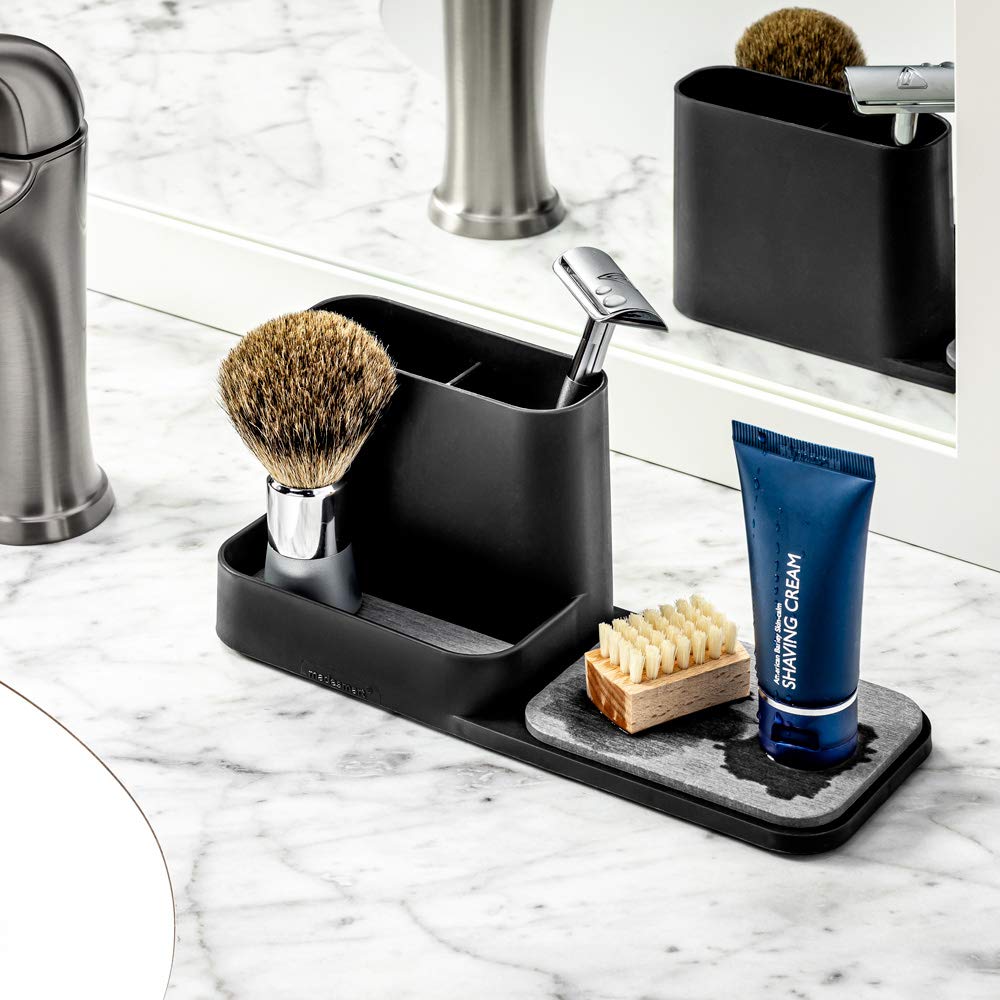 madesmart Sink Station-Granite, Drying Stone Collection, 3 Compartment, Accelerates Moisture Evaporation, Natural & Mineral Materials, Non-Slip Base