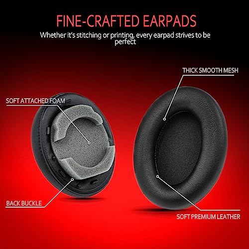 Krone Kalpasmos Professional Replacement Earpads for Sony WH-1000XM3, Compatitable with Sony WH-1000XM3 Noise Cancelling Headphone Luxury Soft Leather Memory Foam Black