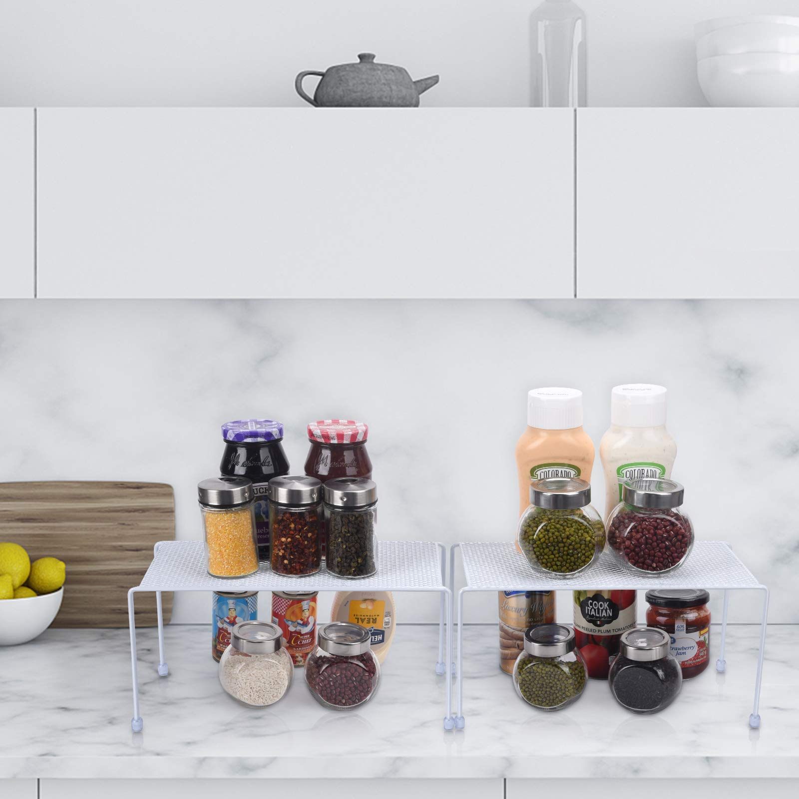 JBESUHI Mesh Kitchen Shelves,Cabinet Storage Shelf Rack, Cabinet Organization Mini Storage Shelf (White, 6)