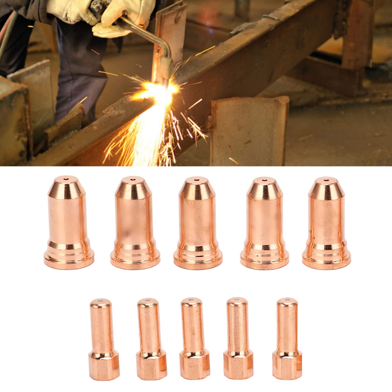 Nozzle Electrode Kit, Plasma Cutter Torch Electrode Copper 10Pcs for Replacement