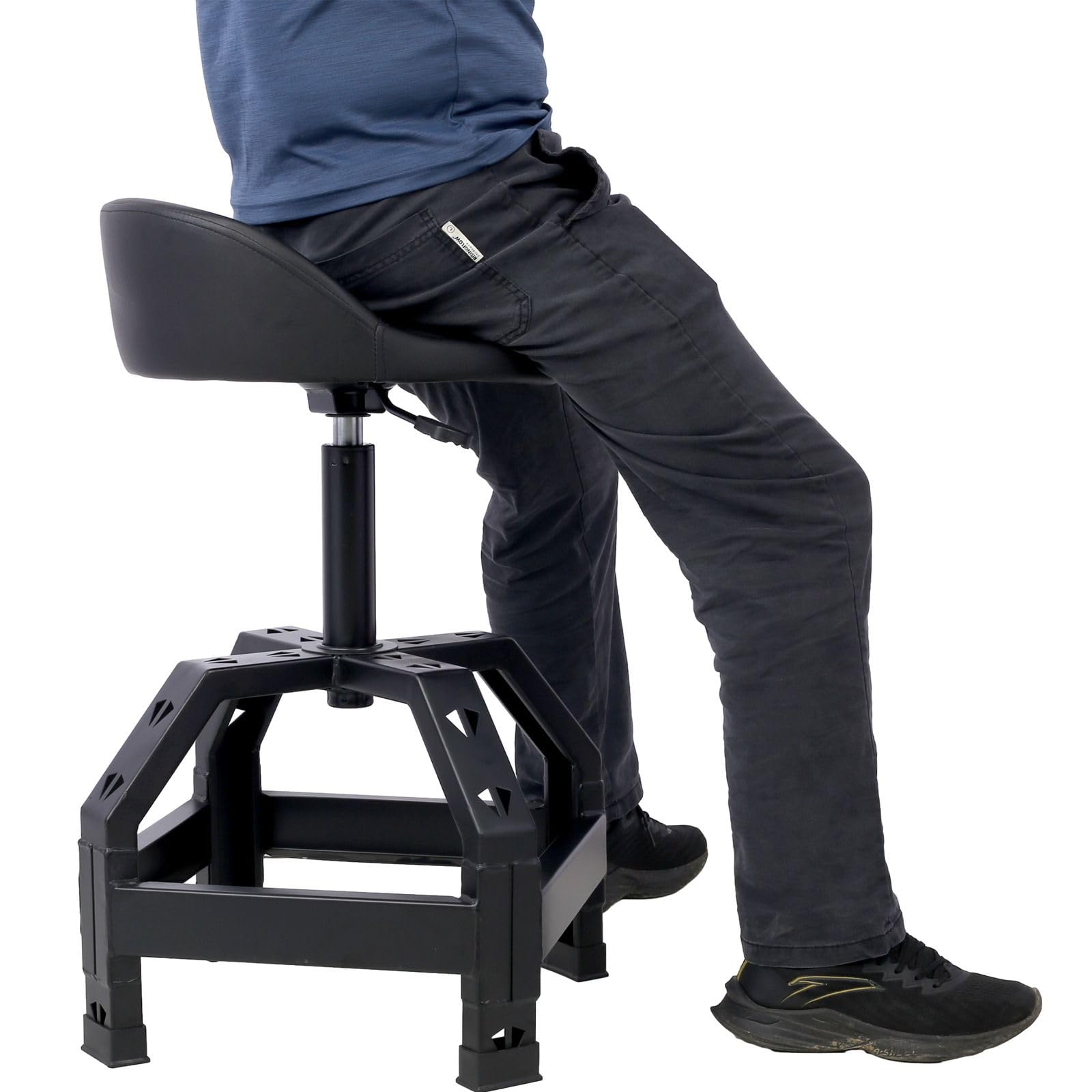 FRITHJILL Heavy Duty Pneumatic 360 Degree Swivel Mechanics Stool with Foam Cushioning and 300 Lb Weight Capacity, Black