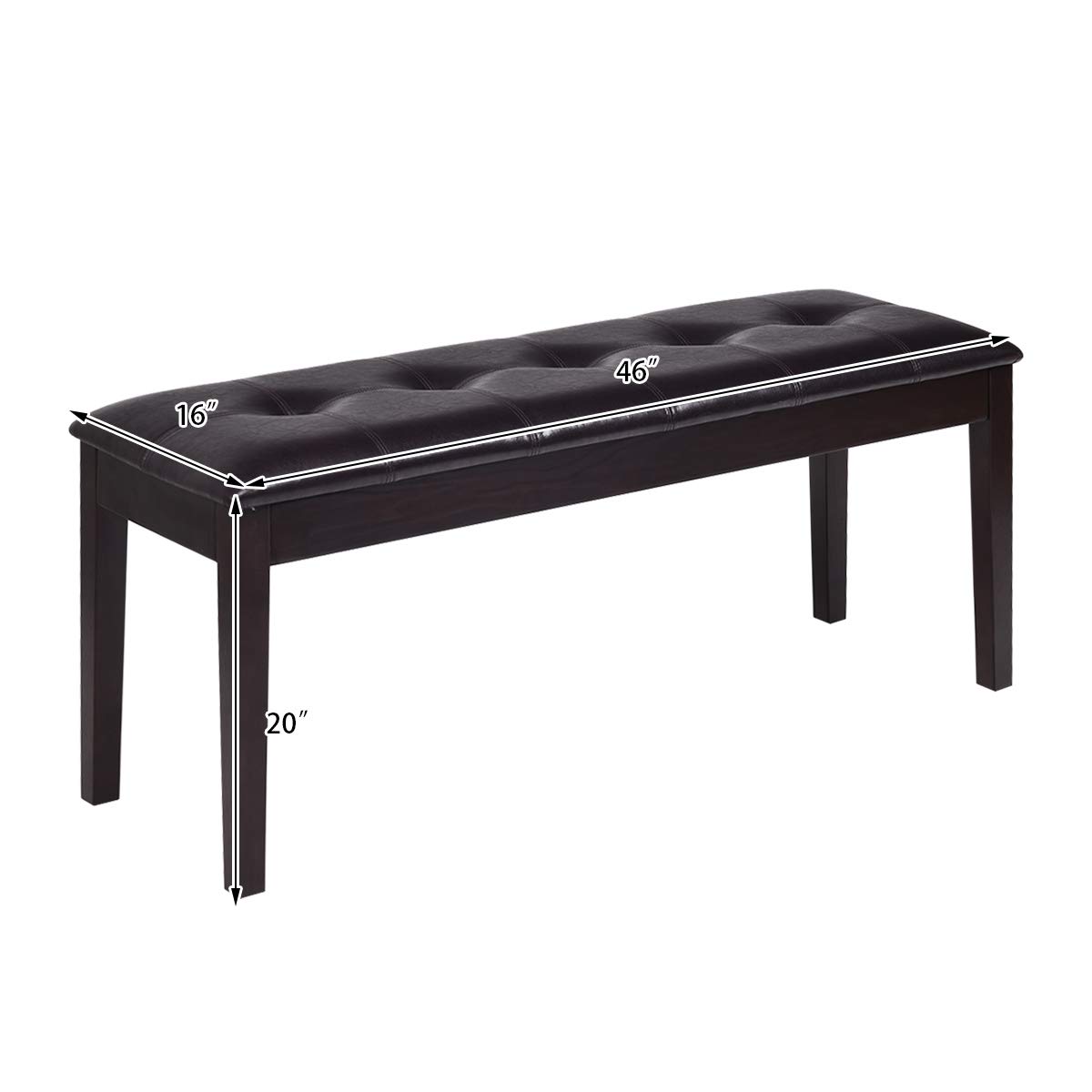 Giantex Dining Room Bench, Traditional Upholstered Table Benches, Hallway PU Leather Bench Entryway Bench, Bedroom Bench for End of Bed, Ottoman Bench (Grey)