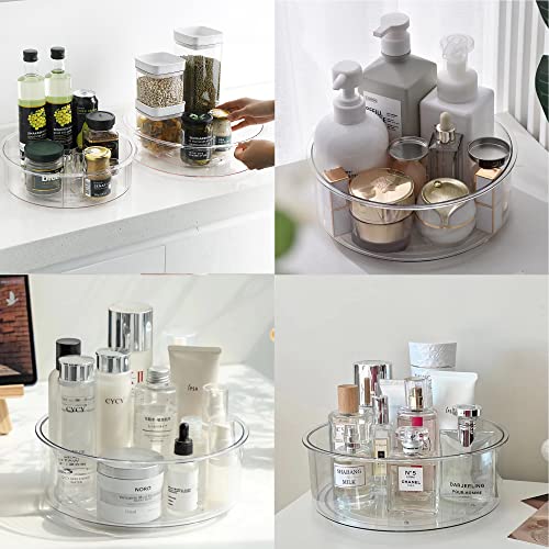 vacane Clear 10" Lazy Susan Organizer, Plastic Lazy Susan Turntable for Cabinet Rotating Pantry Lazy Susan Cabinet Organizer, Refrigerator, Bathroom Makeup Perfume Organizer