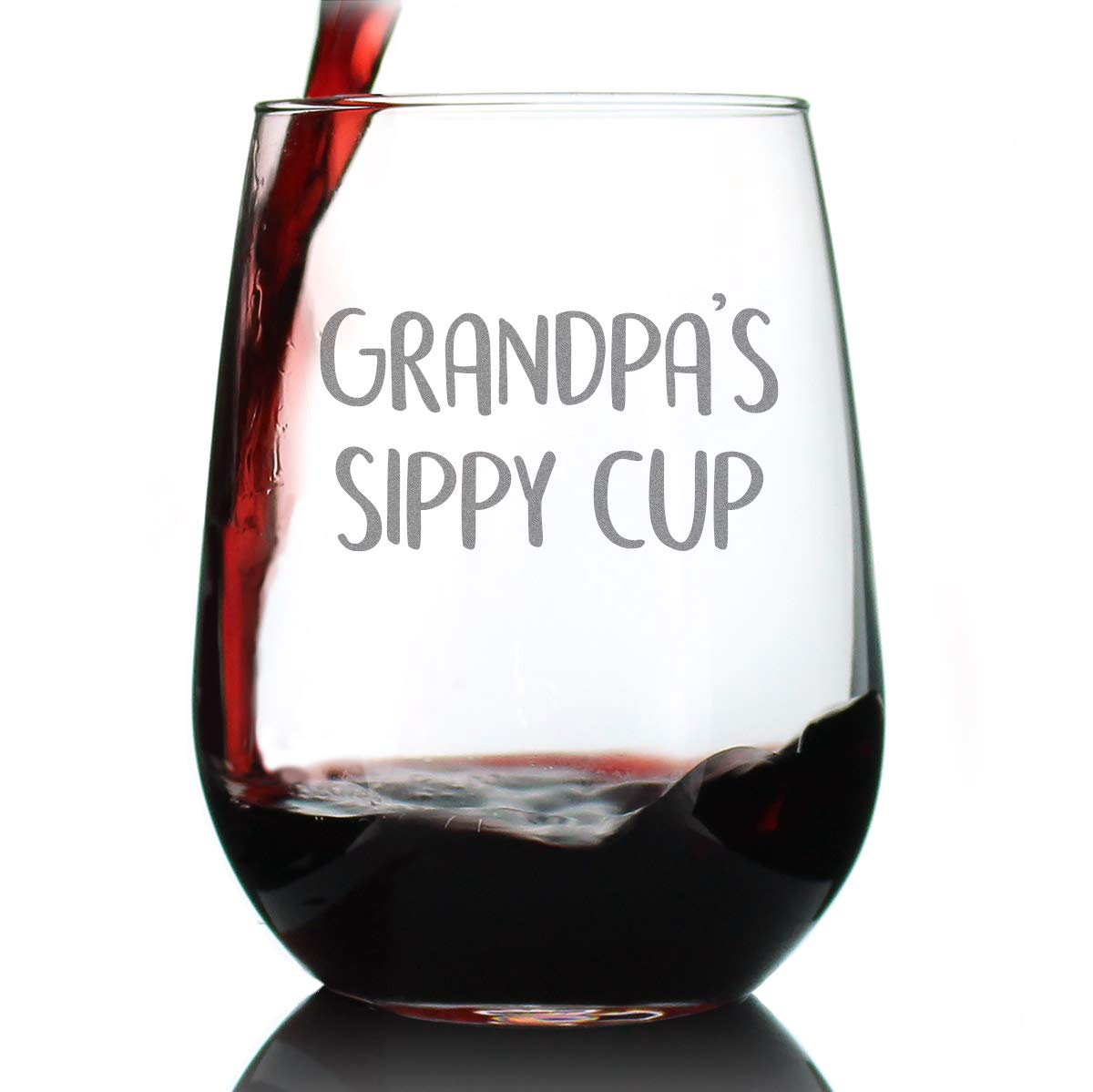 Grandpa's Sippy Cup - Stemless Wine Glass Gift for Grandfathers - Fun Birthday Glasses - Large
