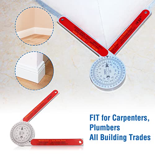 Miter Saw Protractor Replacement for #505P-7 Angle Finder Featuring Precision Laser-Inside & Outside Miter Angle Finder Protractor for All Building Trades, Plumbers, Carpenters Plastic (Red)
