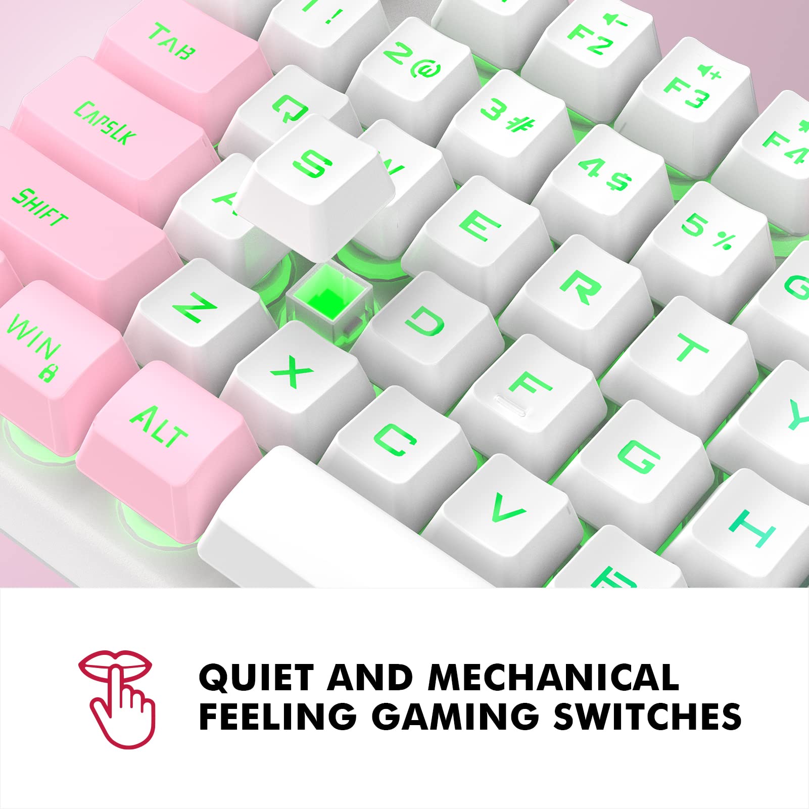NPET K10 Wired Gaming Keyboard, RGB Backlit, Spill-Resistant Design, Multimedia Keys, Quiet Silent USB Membrane Keyboard for Desktop, Computer, PC（Camellia）