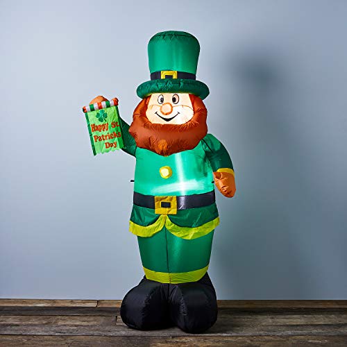 Lights4fun, Inc. 6ft Inflatable St Patrick’s Day Leprechaun Indoor & Outdoor Holiday Decoration with Built-in LED Lights