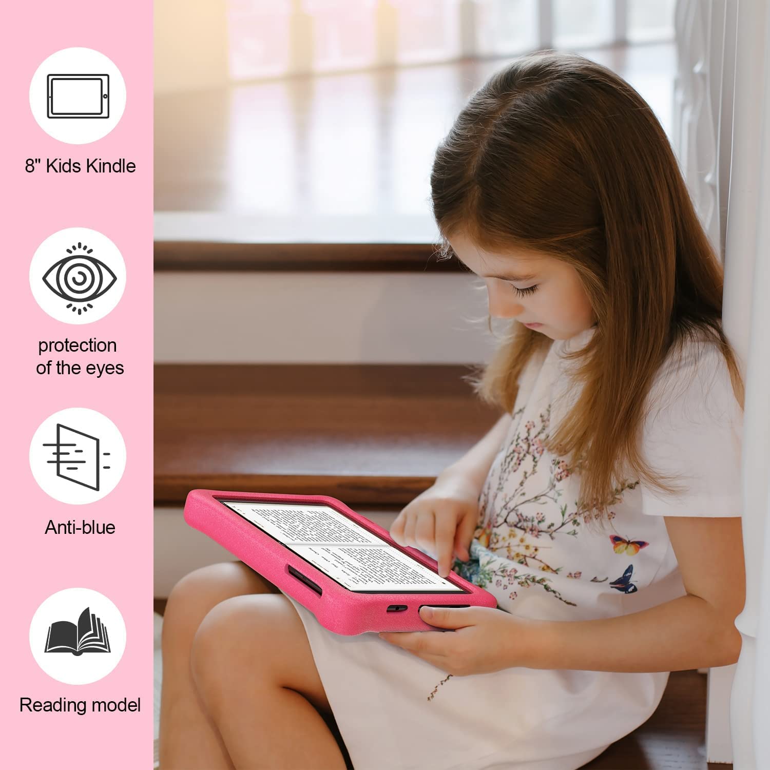 HiGrace Kids Tablet 8 inch, Android 10 Tablets for Kids with Kidoz Installed, HD1280*800, 2GB+32GB ROM, 4000mAh Battery, WiFi, Bluetooth, Kids Edition Tablet with Protective Case - Pink