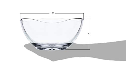 Red Co. Medium 2 Quart Clear Glass Wavy Serving & Mixing Bowl for Salad, Pasta, Desserts, Snacks