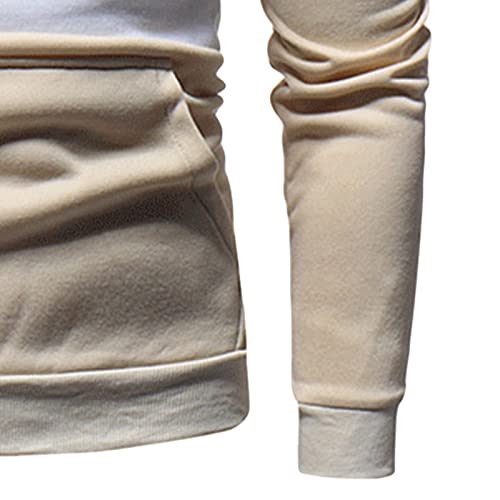 Maiyifu-GJ Men's Patchwork Slim Fit Hoodies Color Block Sport Hooded Sweatshirt Long Sleeve Contrast Color Pullover Hoodie (Light Yellow,4X-Large)