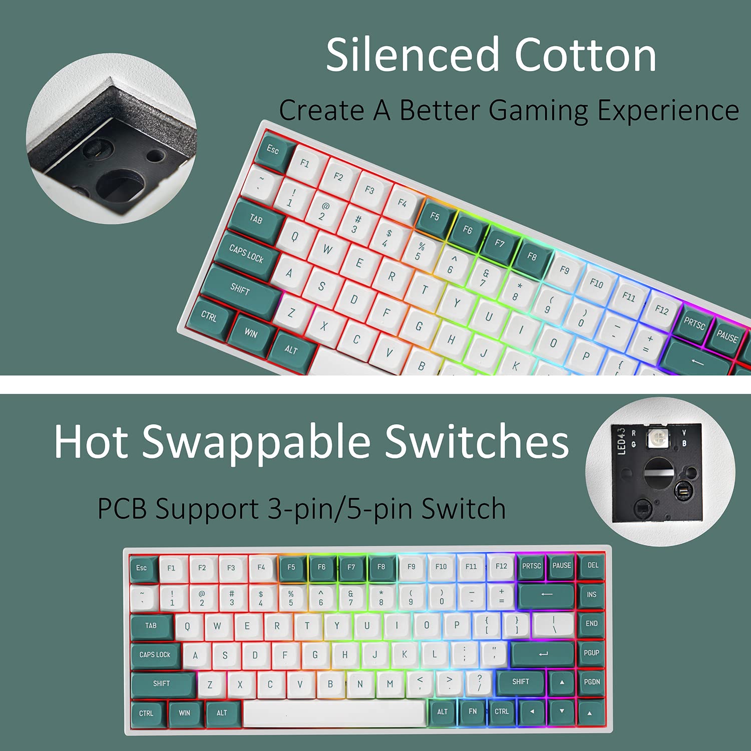 ONE METER 75% Wireless Mechanical Keyboard, Hot Swappable Mechanical Gaming Keyboard with Gateron Magnetic Jade Switches and PBT Keycaps RGB LED Backlit