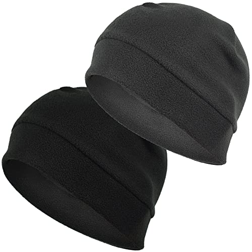 Headshion Fleece Hat Watch Cap 2 Pack Thick Skull Cap Helmet Liner Winter Warm Beanie