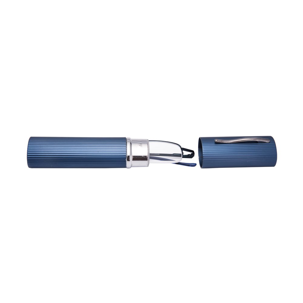 EYEGUARD 2 Pairs of Classic Spring Hinges Readers in Slim Pen Clip Portable Aluminum Hard Case Reading Glasses