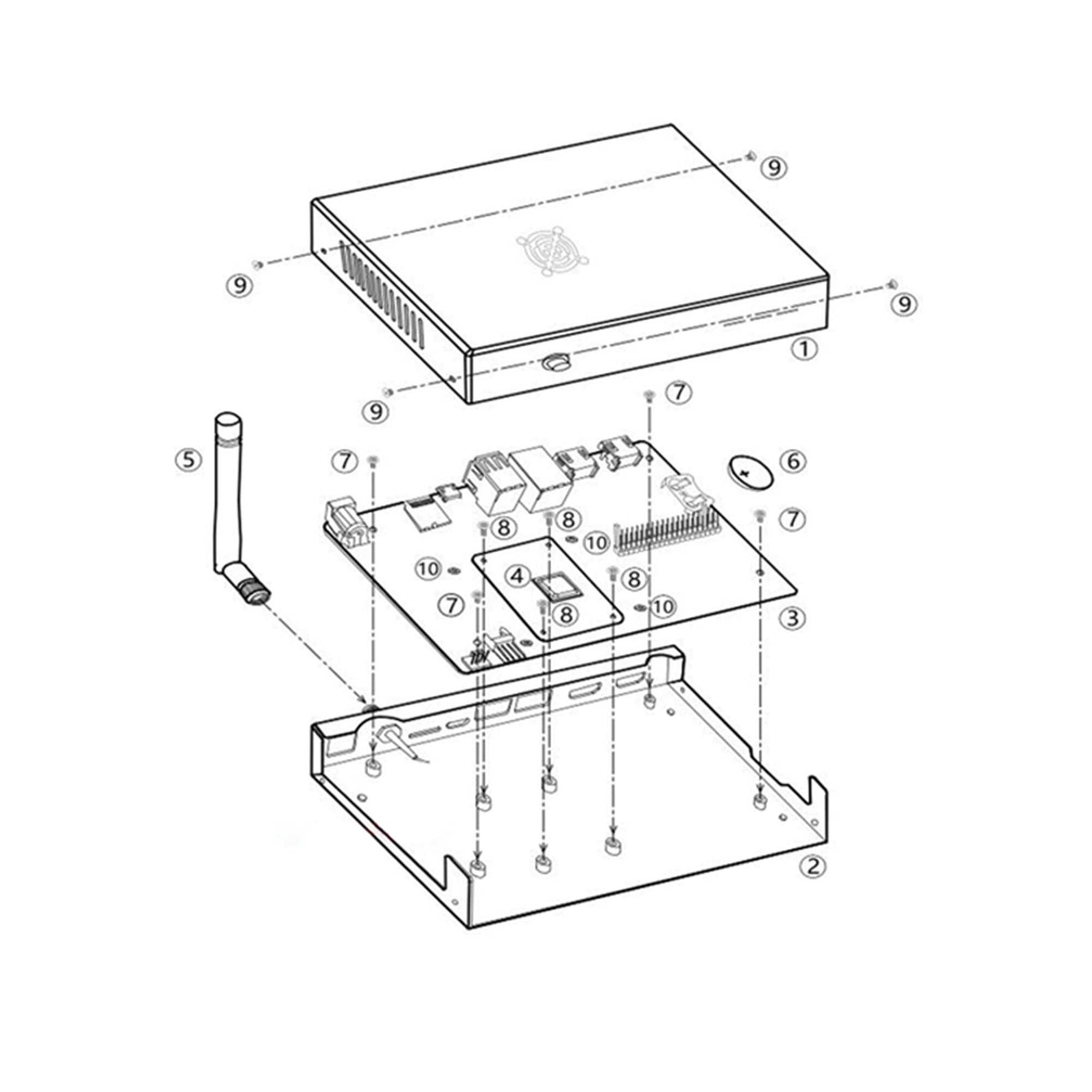 Raspberry Pi CM4 Official IO Board Metal case with One-Key Boot Fan Antenna