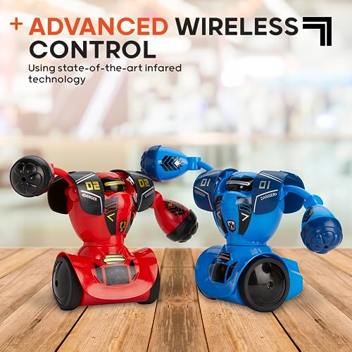 Sharper ImageĀ® Robot Combat Set, 2-Player Remote Control RC Battle Robots for Kids & Family, LED Lights & Sound Effects, Wireless Infrared Technology, Fun Electronic Fighting Game