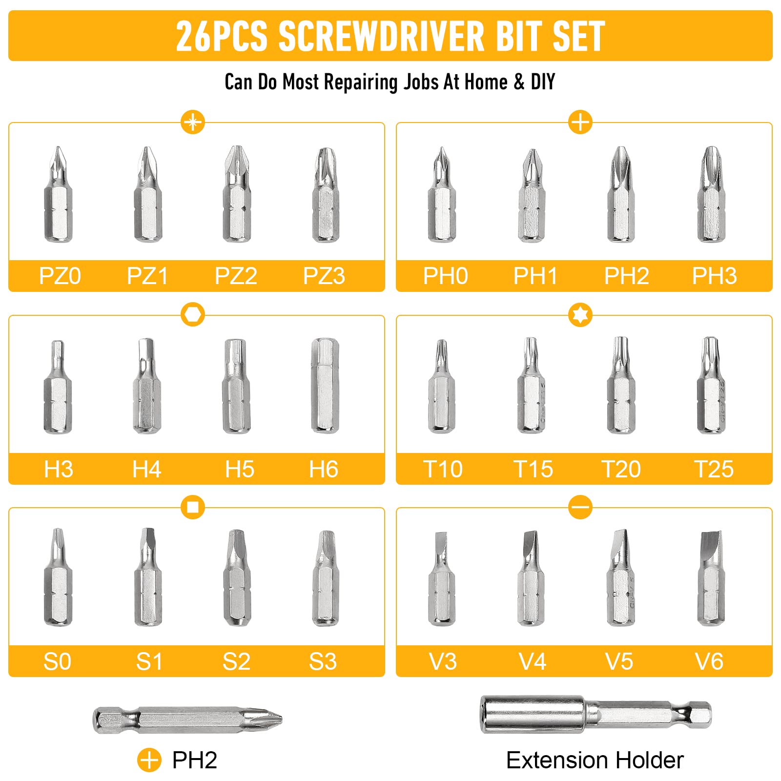 KREBS 4V Electric Screwdriver, Cordless Screwdriver Kit, 5Nm with 25 pieces Electric Screwdriver Bits Kit, 1500mAh, LED Flashlights, Bit Holders and Storage box, Power Screwdriver