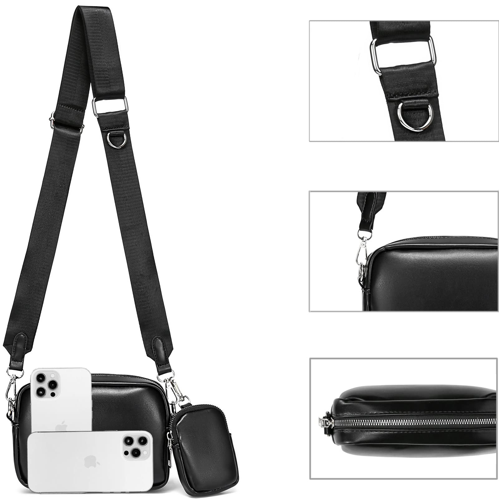 LACOMILA Womens Small Crossbody Purse with Mini Coin Bag
