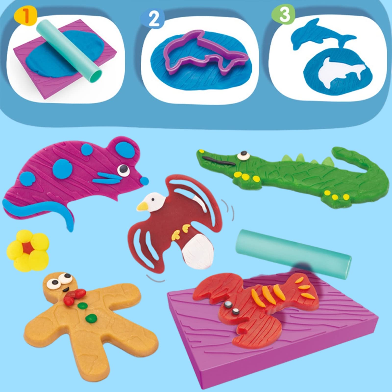GOVOY Dough Play Set for Kids Arabic Numerals Math Shape Early Learning Color Dough with Accessories STEM Preschool Toys for Kids