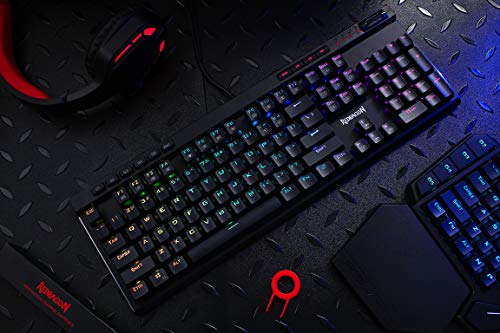 Redragon K580 VATA RGB LED Backlit Mechanical Gaming Keyboard with Macro Keys & Dedicated Media Controls, Onboard Macro Recording (Blue Switches)