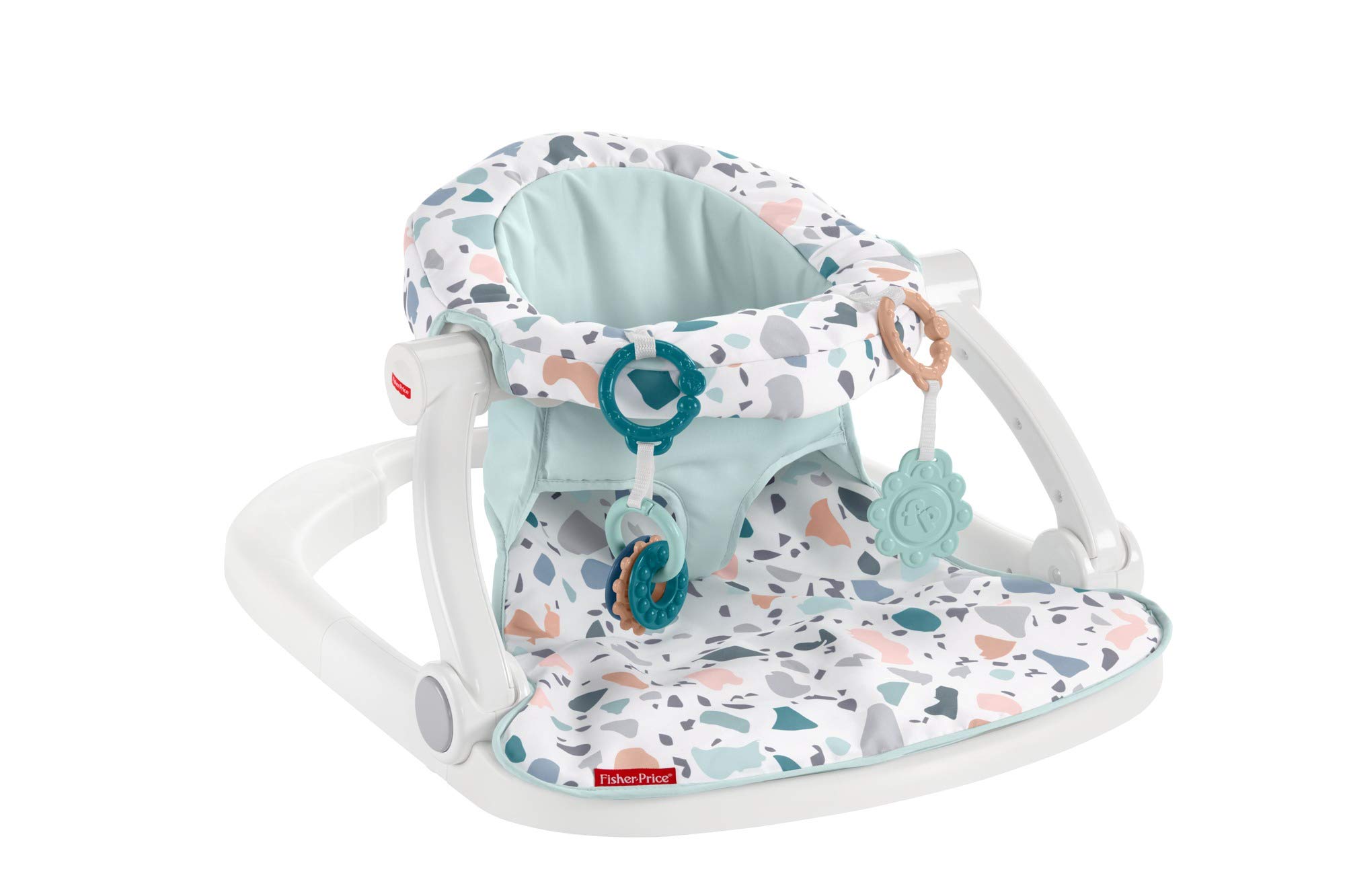 Fisher-Price Portable Baby Chair Sit-Me-Up Floor Seat With Developmental Toys & Machine Washable Seat Pad, Pacific Pebble
