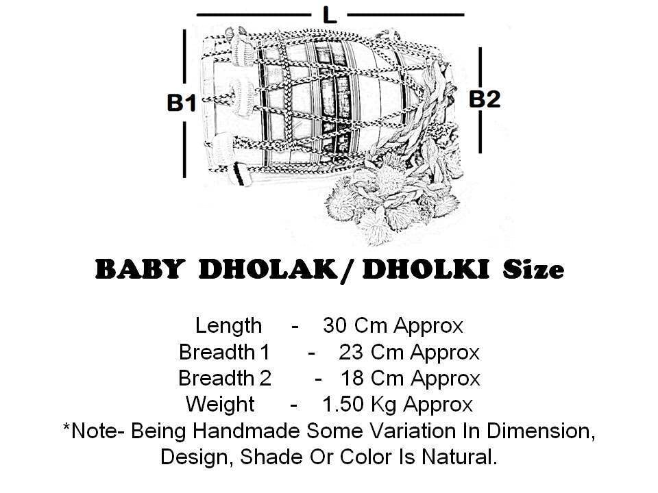 Indian Musical Instrument Wooden Rope Tune Baby Dholak / Dholki For Kids