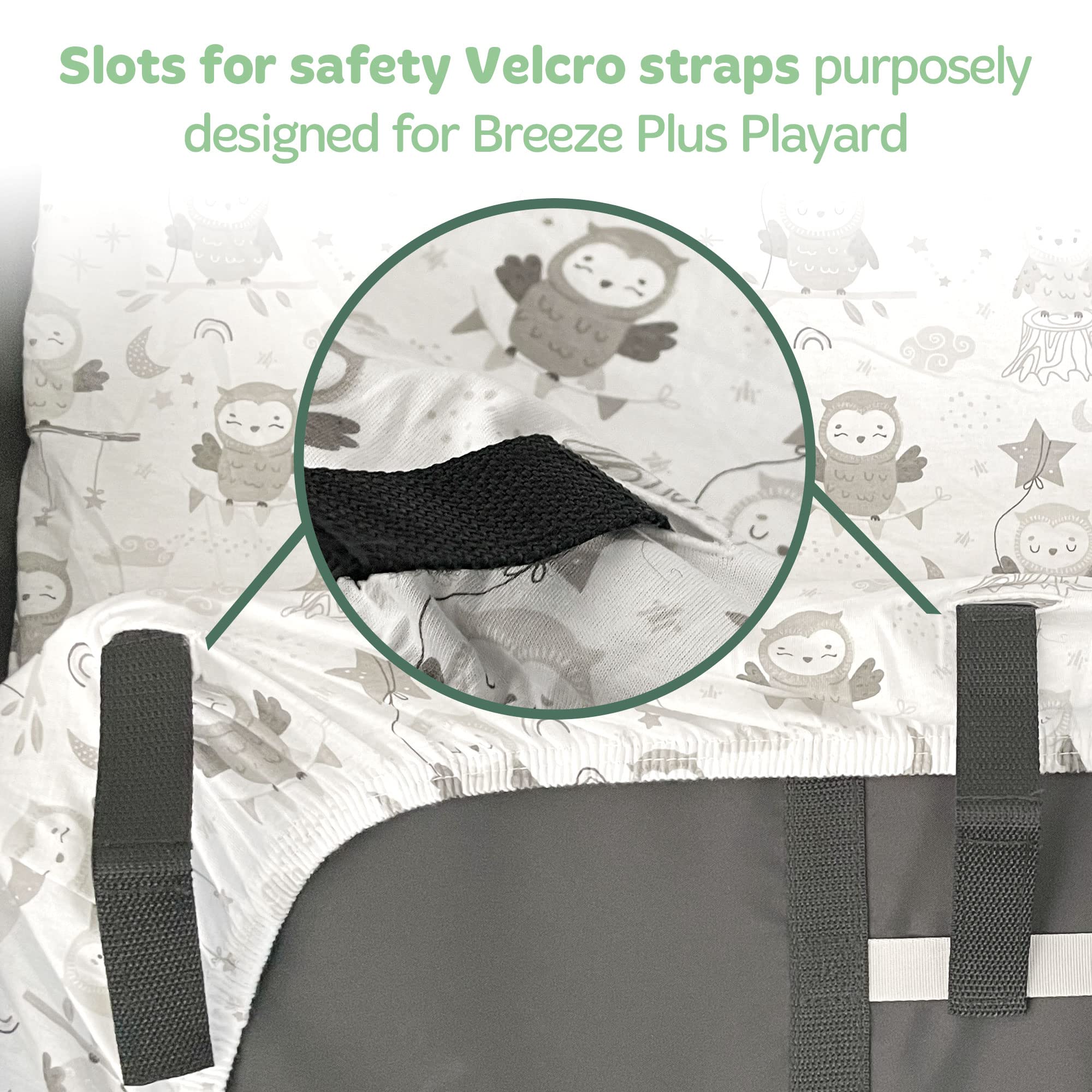 Joey + Joan Pack and Play Sheet Fitted β Compatible with 4moms Breeze Plus Playard & Breeze Go Playard β Fits Up to 30 x 43 Inch Mattress Without Bunching β Dinosaur