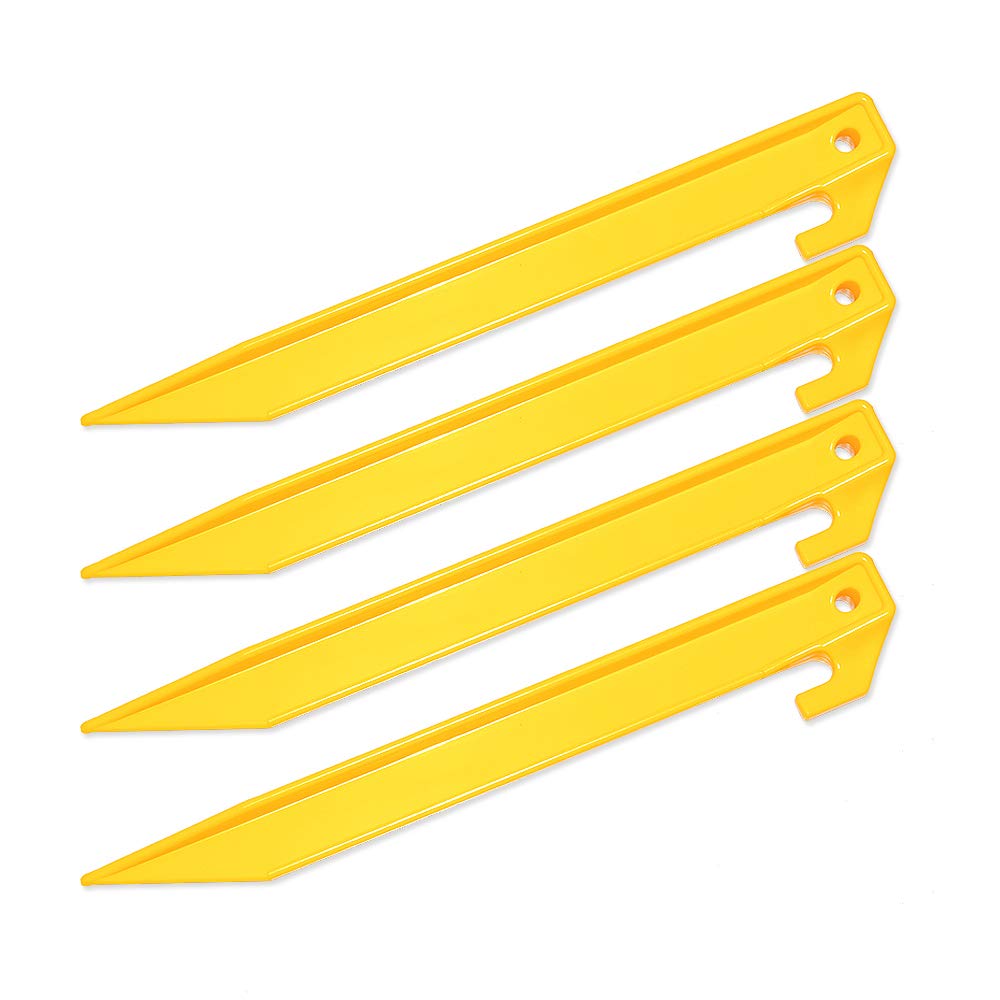 Hikemax 10 Pack Plastic Tent Stakes - 9 Inch Heavy Duty Beach Tent Pegs Canopy Stakes - Essential Gear for Camping, Backpacking, Gardening and More