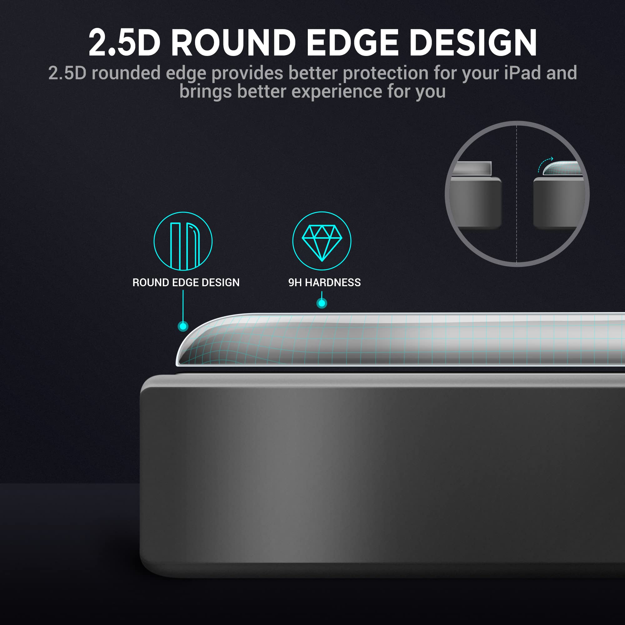 KingBlanc [1-Touch Installation Screen Protector for iPad mini 6th Generation (8.3-inch 2021) Tempered Glass Film with Auto Alignment Kit, 2.5D Round Edge, HD Clear, Scratch Resistant, Case Friendly