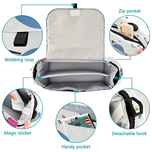 Kigai Cosmos Ufo Alien Baby Stroller Organizer with Cup Holders, Secure Hooks Accessories Adjustable Strap Stroller Bag for Bottle, Diaper, Phone, Toys, Baby Items