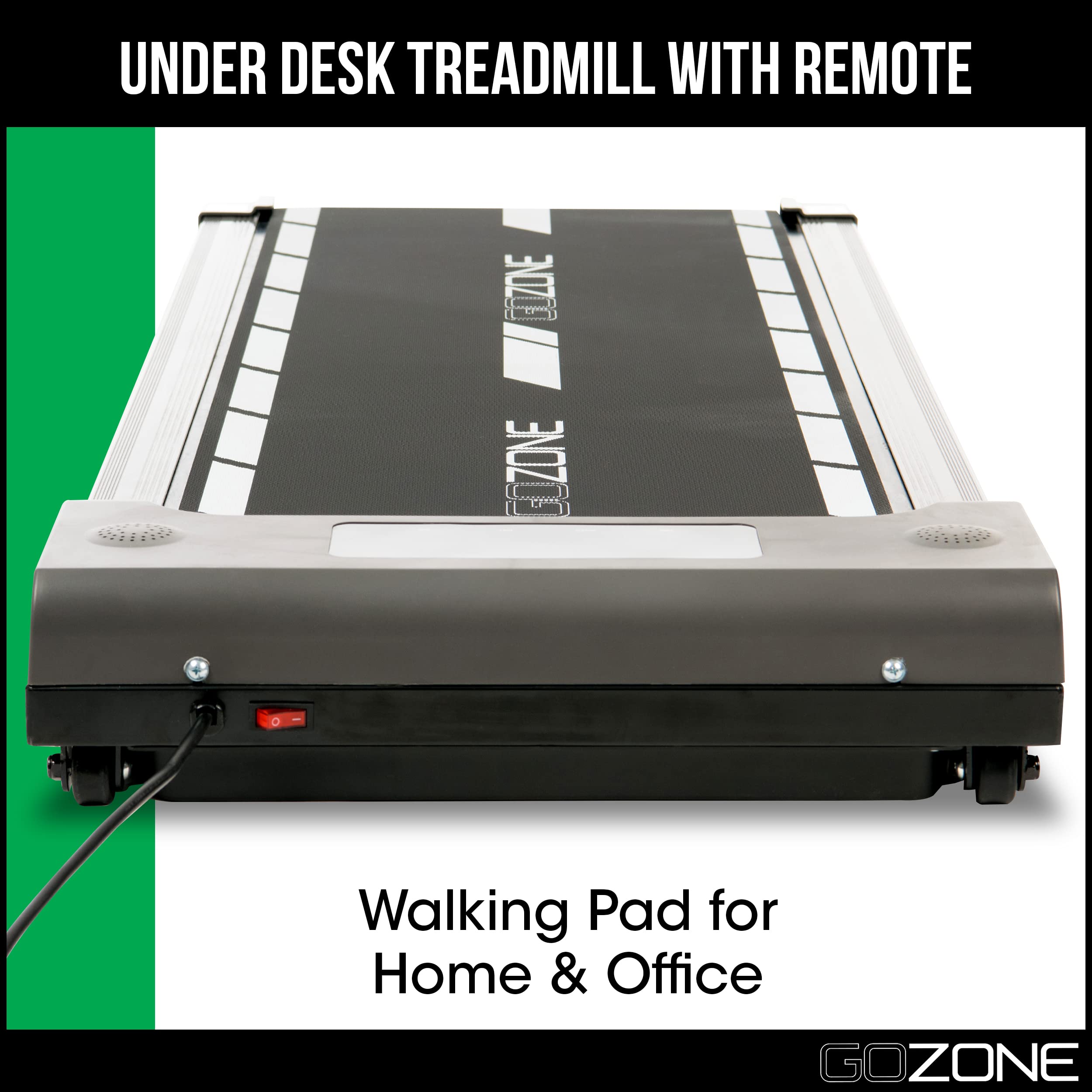 GoZone Under Desk Treadmill, Compact Walking Pad for Home and Office, Black/Grey