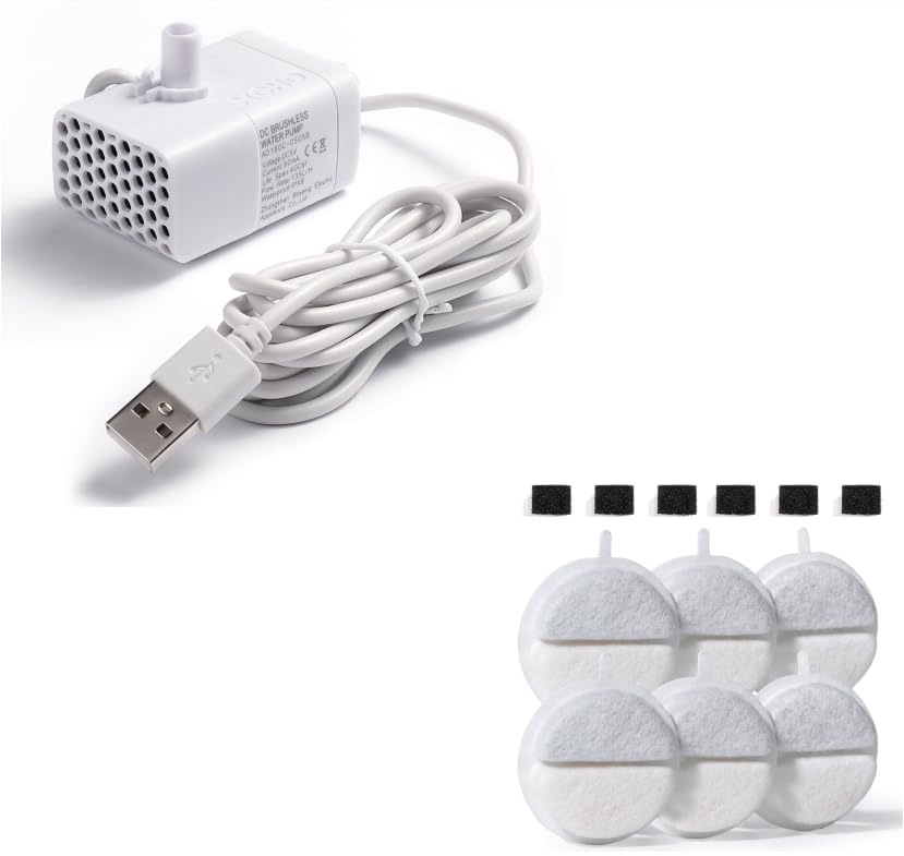 FEELNEEDY Replacement Water Pump, 6 Pack Filter and 6 Pack Pump Sponges