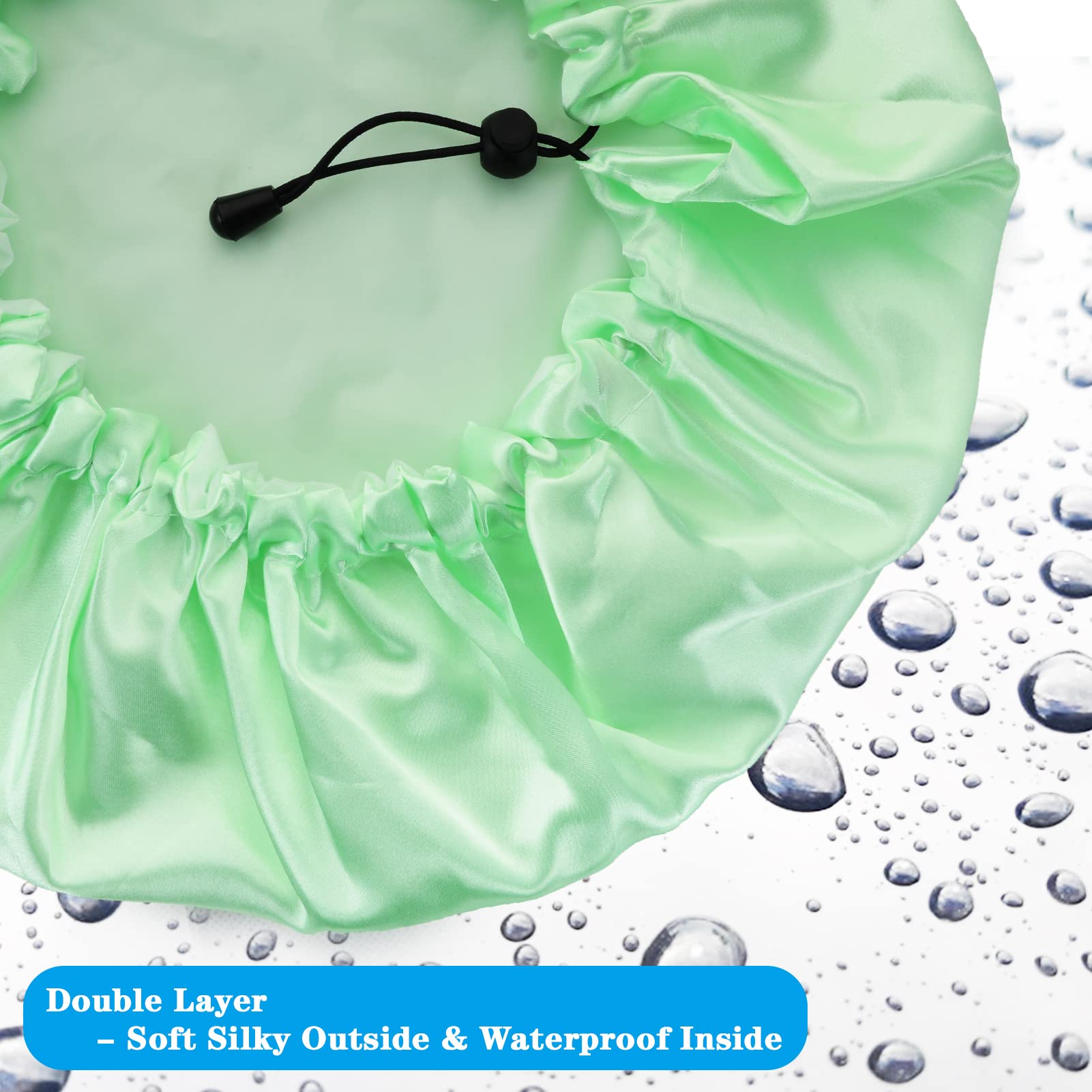 Luvruitaky 2PCS Shower Caps for Women Reusable Waterproof Adjustable Reusable Large Shower Cap Double-Layer Waterproof Bathing cap for Long Hair