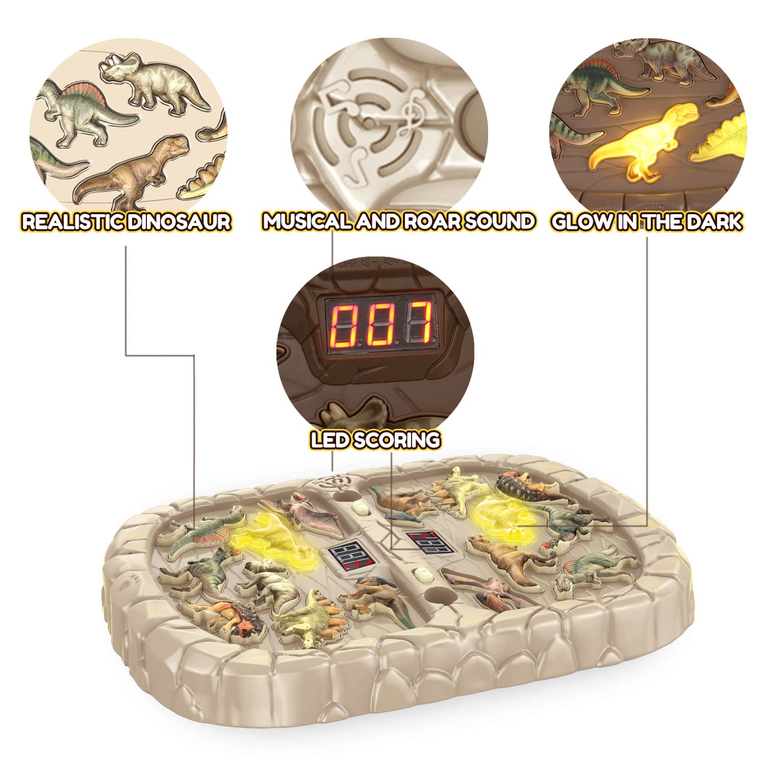 Interactive Whack a Dinosaur Game Toys for 2,3,4+ Year Old Boys Girls, Whack A Mole Game for 1 2 Year Old Toddler and Kids, Learning, Active, Early Developmental ,Educational, Pounding Dinosaur Toy