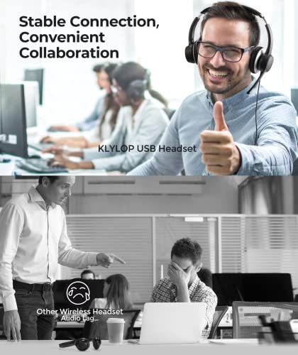KLYLOP USB Headset, Headset with Mic Noise Reduction & in-line Control, 3.5mm/USB Wired Headphones, Stereo PC Headset with Mute, Headset with Microphone for PC Zoom Skype Webinar Home Office