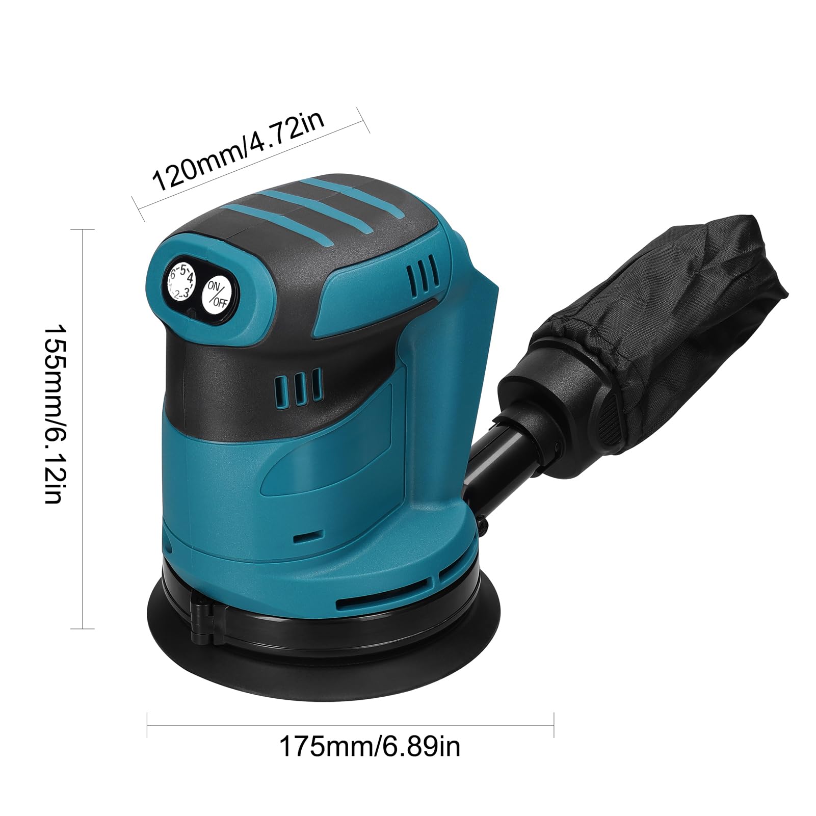 Random Orbit Sander, Weytoll 5'' Brushless Random Orbit Sander, Cordless Orbital Sander, Storage Bag, max. 24000RPM, 6 Speed variable Orbital Sander, Tool Only