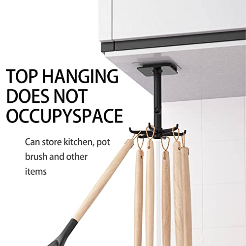 SIXGOD 2Pcs 360°Rotating Folding Hook Multi-Purpose 180 Degrees Vertical Flip Hook Waterproof Self-Adhesive Folding Hook for Bathroom, Kitchen and Home(Black)