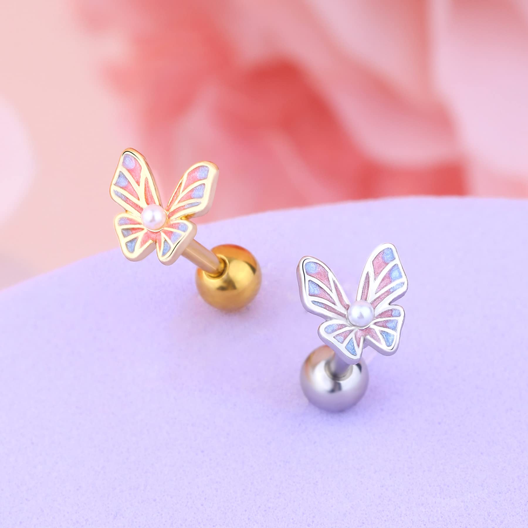 Jewseen 16G Cartilage Earring Surgical Steel Helix Earrings Pearl Conch Earring Tragus Earring Cartilage Earring Stud