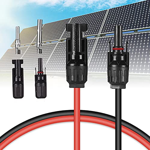 LDZZEL 12AWG 20 Ft Solar Extension Cable Wire Adapter Kit with Female and Male Connector (20FT Black and 20FT Red)