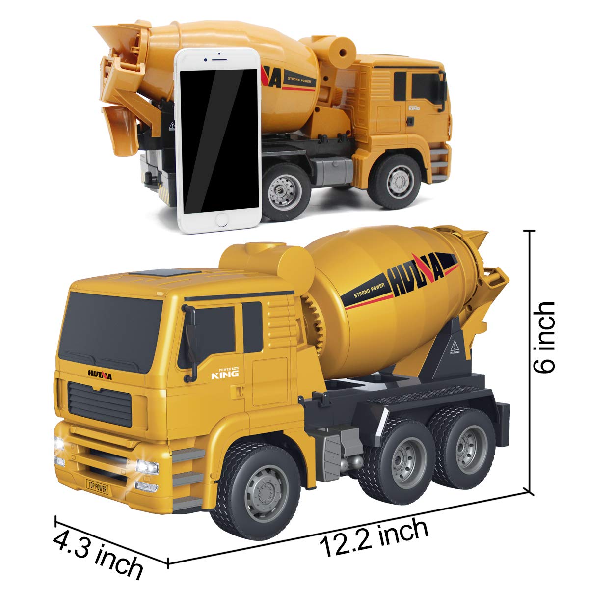 Fistone RC Cement Mixer Truck 6 Channel 1/18 Scale Auto Dumping Construction Vehicle Toy for Kids Boys Age 8 10 12 Years Old