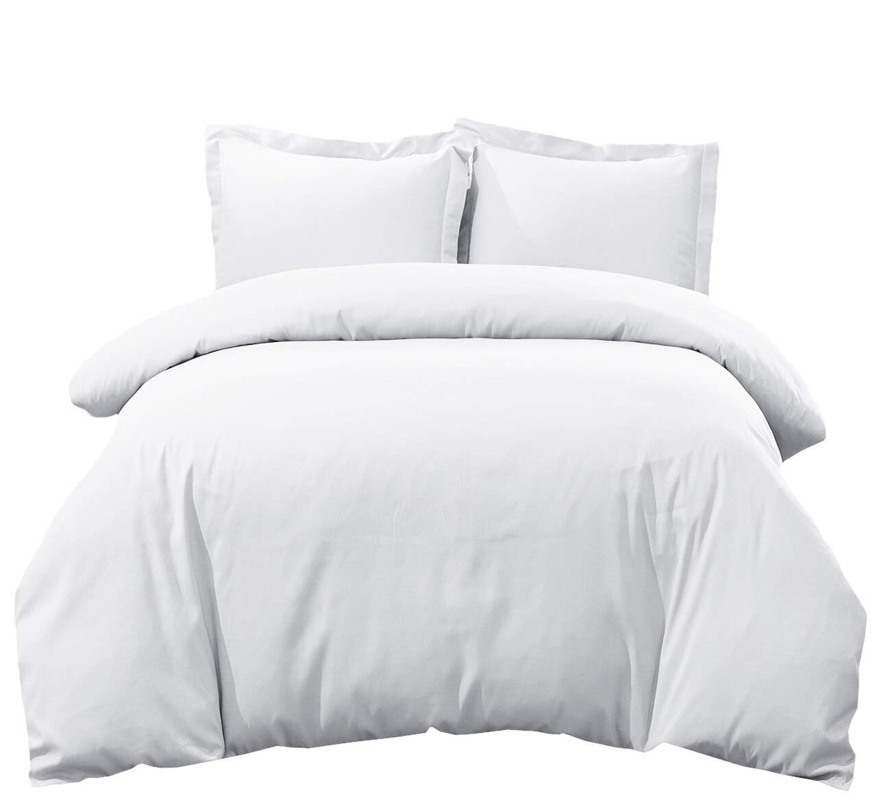 Royal Hotel's Solid White 300-Thread-Count 3pc Queen Duvet-Cover 100-Percent Cotton, Superior Percale Weave, 100% Cotton