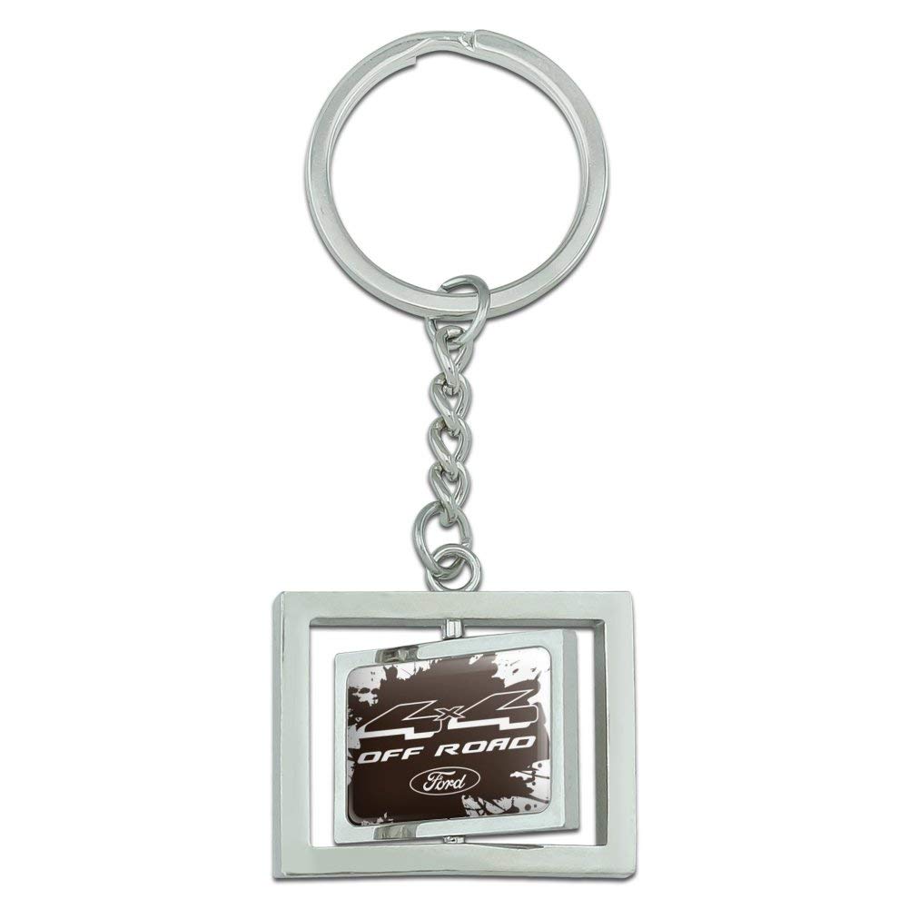GRAPHICS & MORE Ford Trucks 4x4 Off Road Spinning Rectangle Chrome Plated Metal Keychain Key Chain Ring