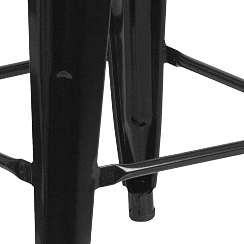 Flash Furniture Kai Commercial Grade 24" High Backless Black Metal Indoor-Outdoor Counter Height Stool with Square Seat