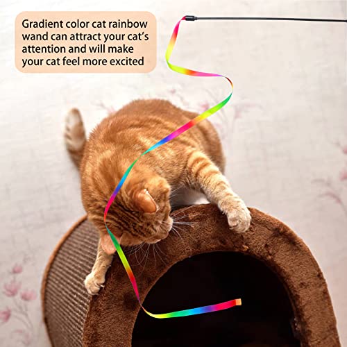 M JJYPET Cat Wand Toys, Interactive Kitten Toys for Indoor Cats,Colorful Cat Teaser Wand String for Cat Kitten Exercise-3PCS
