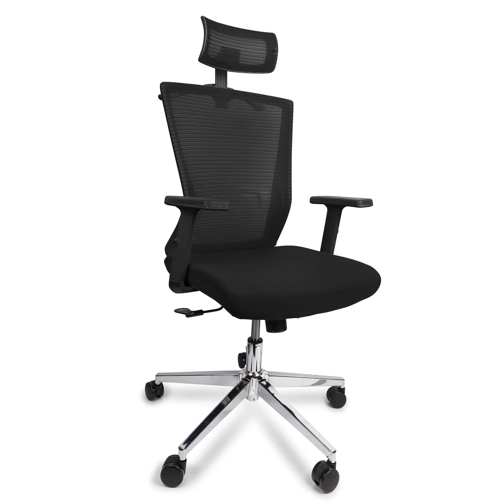 Ergonomic Office Chair - Seat with Adjustable Mesh Headrest & High Back Support - Relieves Back Pressure & Provides Lumbar Support - Height Adjustable Reclining & Rolling Office Chair