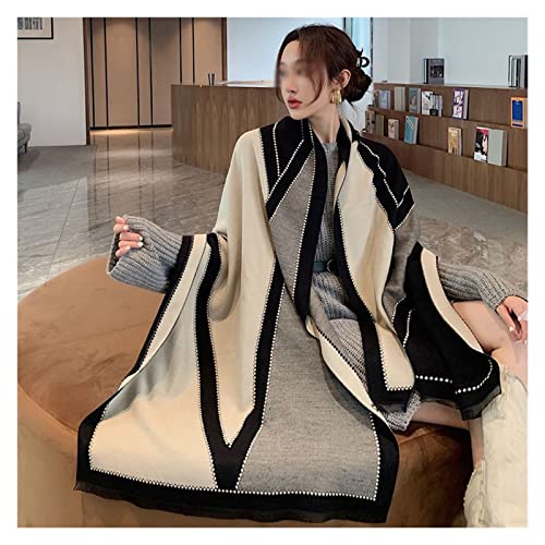 GPPZM Square Scarves Women Geometric Stripe Blanket Scarf Lady Winter Thick Shawl Scarf (Color : A, Size : One Size)
