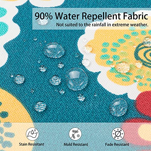 Magpie Fabrics Pack of 2 Outdoor Waterproof Throw Pillow Covers 18 x 18 Inch, Christmas Decorative Cushion Sham Pillowcase Shell for Garden Patio Tent Balcony Couch Sofa(Heronsbill Turquoise Green)