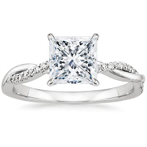 JEWELERYIUM 4 CT Princess Cut Colorless Moissanite Engagement Ring, Wedding/Bridal Ring Set, Solitaire Halo Style, Solid Sterling Silver Vintage Antique Anniversary Bridal Jewelry,Gorgeous Gift (11)