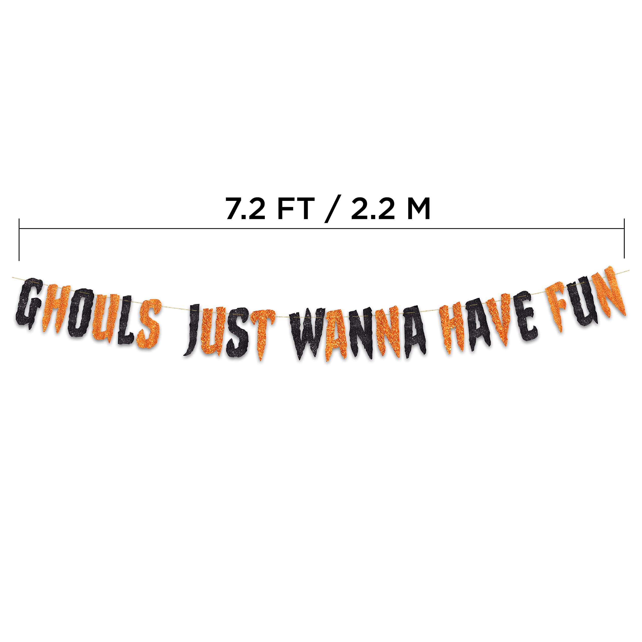Ghouls Just Wanna Have Fun Glitter Banner - Halloween Themed Party Supplies, Haunted House Decorations